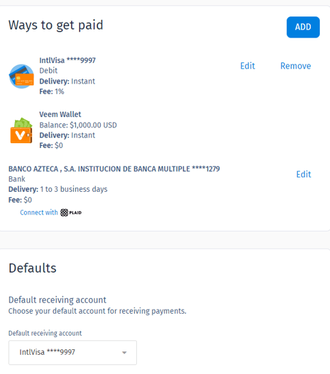 How to Set the Default Receiving Account