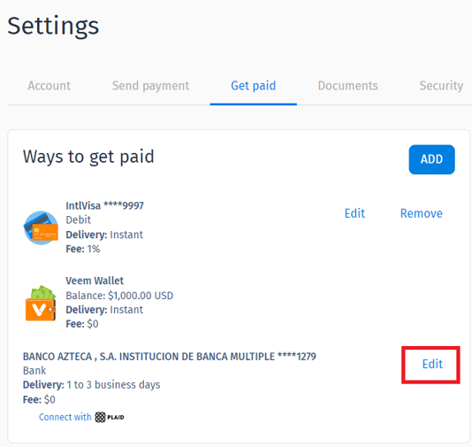 How to update banking information