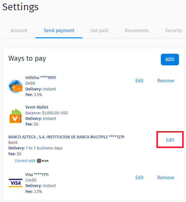 How to update banking information
