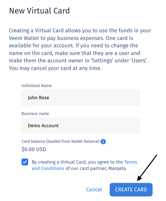 How to Apply for the Veem Virtual Card