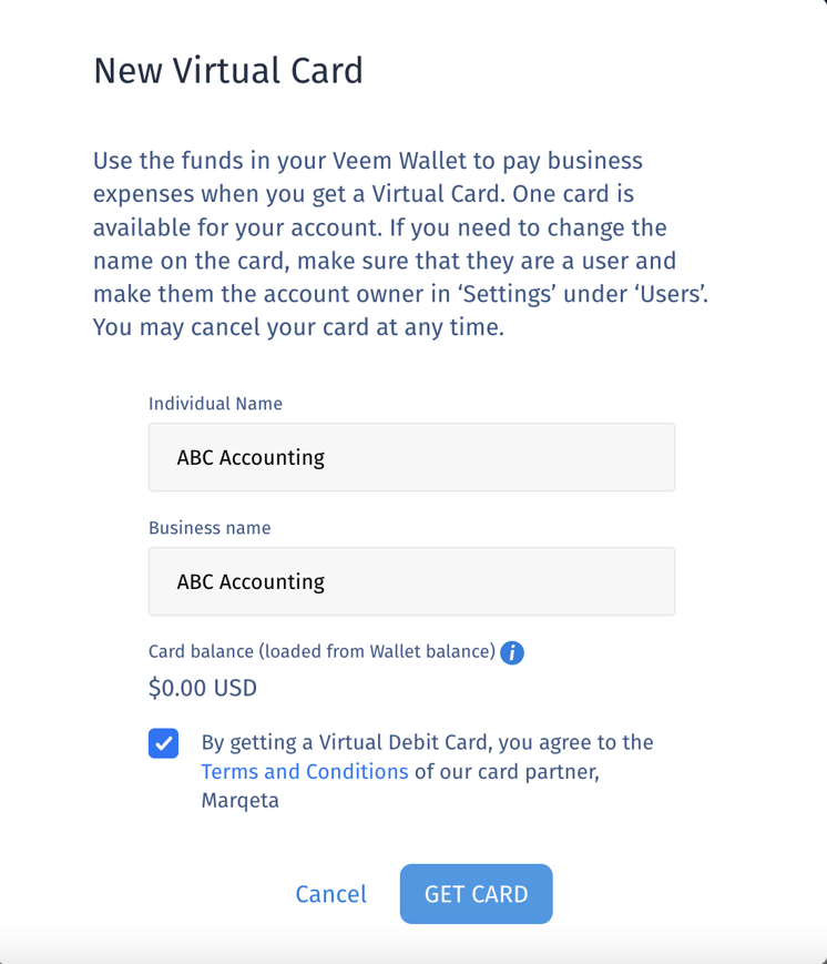 How to Apply for the Veem Virtual Card