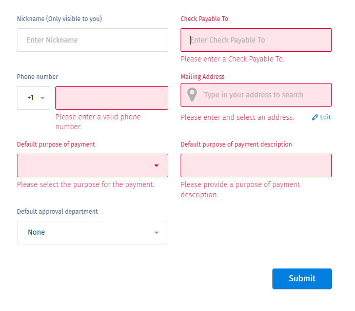 How to add a check payment contact